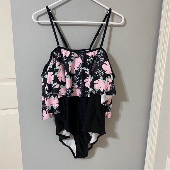 Swim | Plus Size Floral Ruffle One Piece Swim Suit | Poshmark
